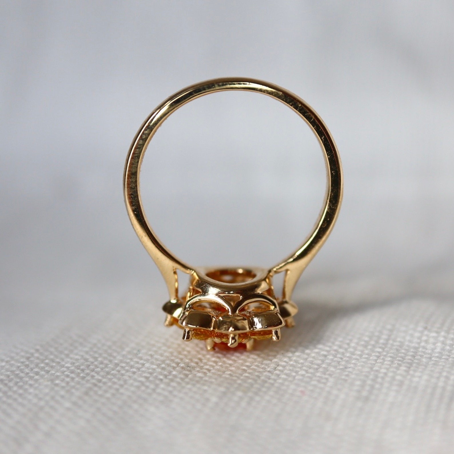 Neon Orange Fanta Garnet Yellow Sapphire Daisy Ring Orange Spessartite ...