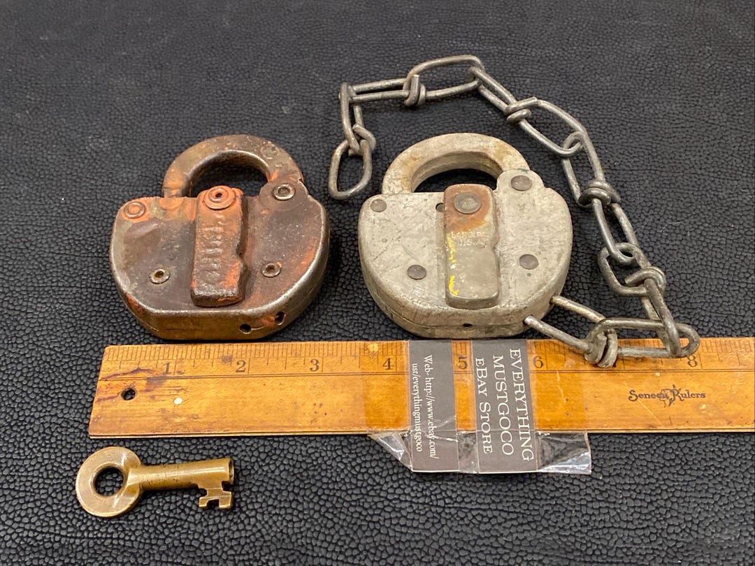 Vintage Lot of 2 Swing Arm Hinged Locks, Adlake Pat 2040482 & Lancaster ...