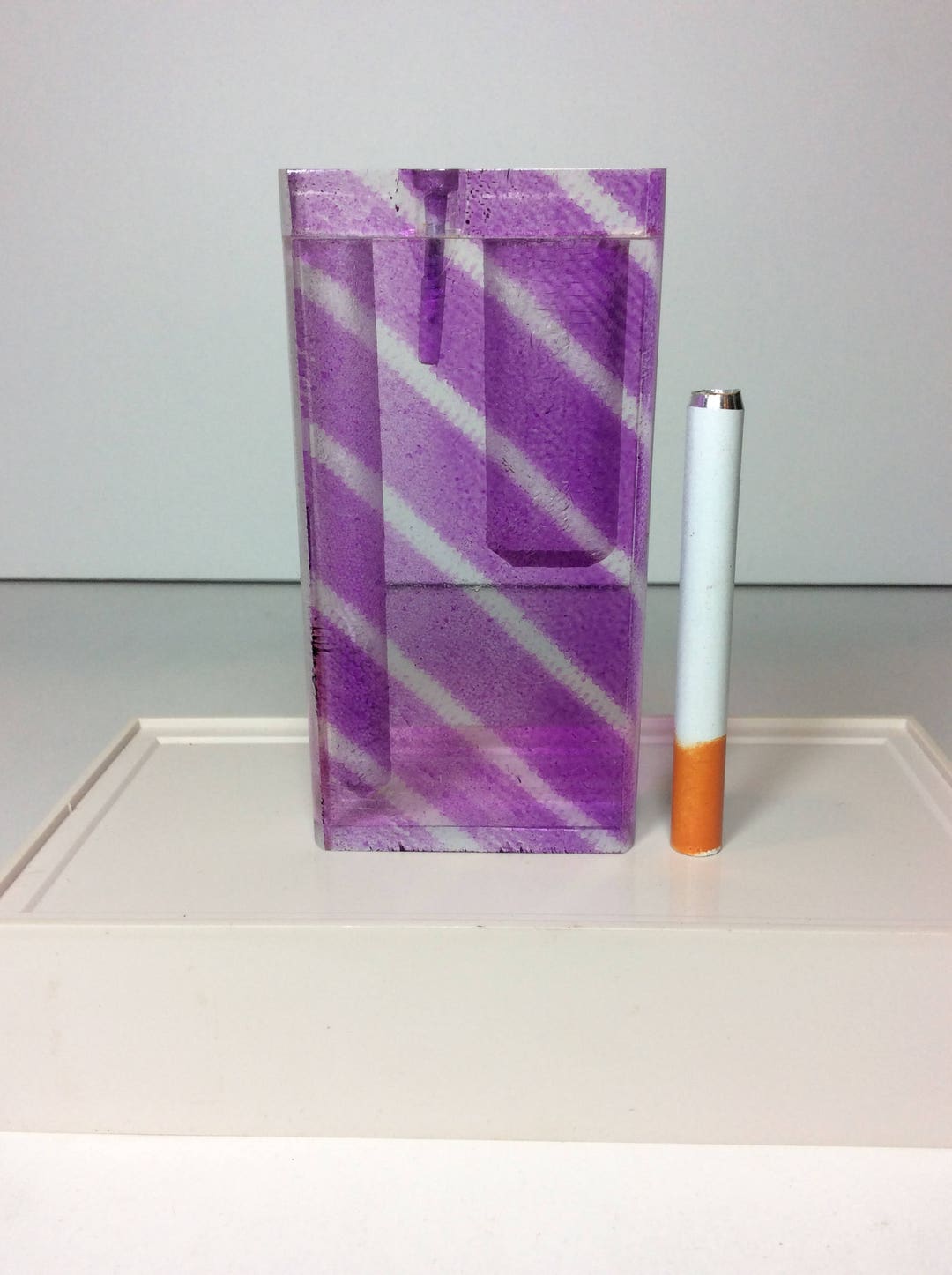 One Hitter Dugout PURPLE Sponge Diagonal Stripes Clear Acrylic Resin ...