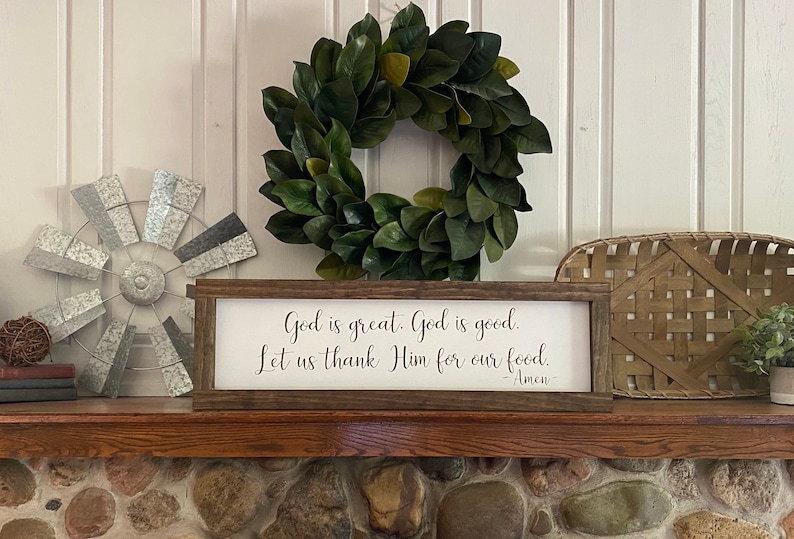 God is Great, God is Good Framed Wooden Sign - Etsy