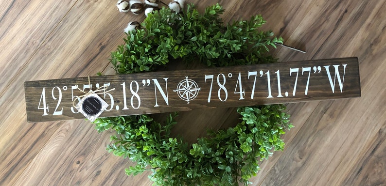 GPS Coordinates Sign With Compass - Etsy