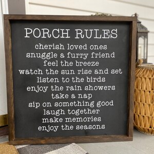 Porch Rules Wooden Sign - Etsy