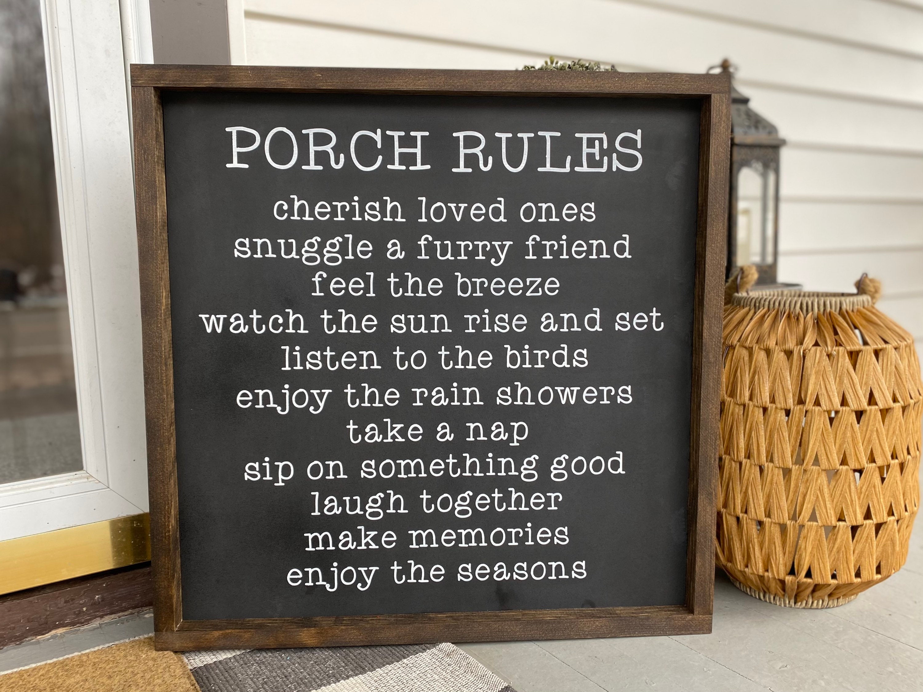 Porch Rules Wooden Sign - Etsy