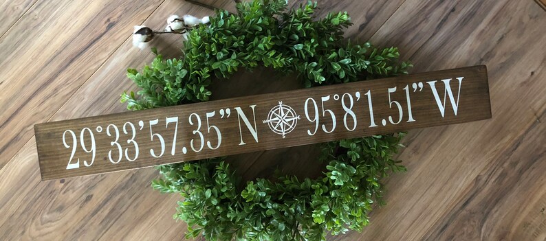 GPS Coordinates Sign With Compass - Etsy