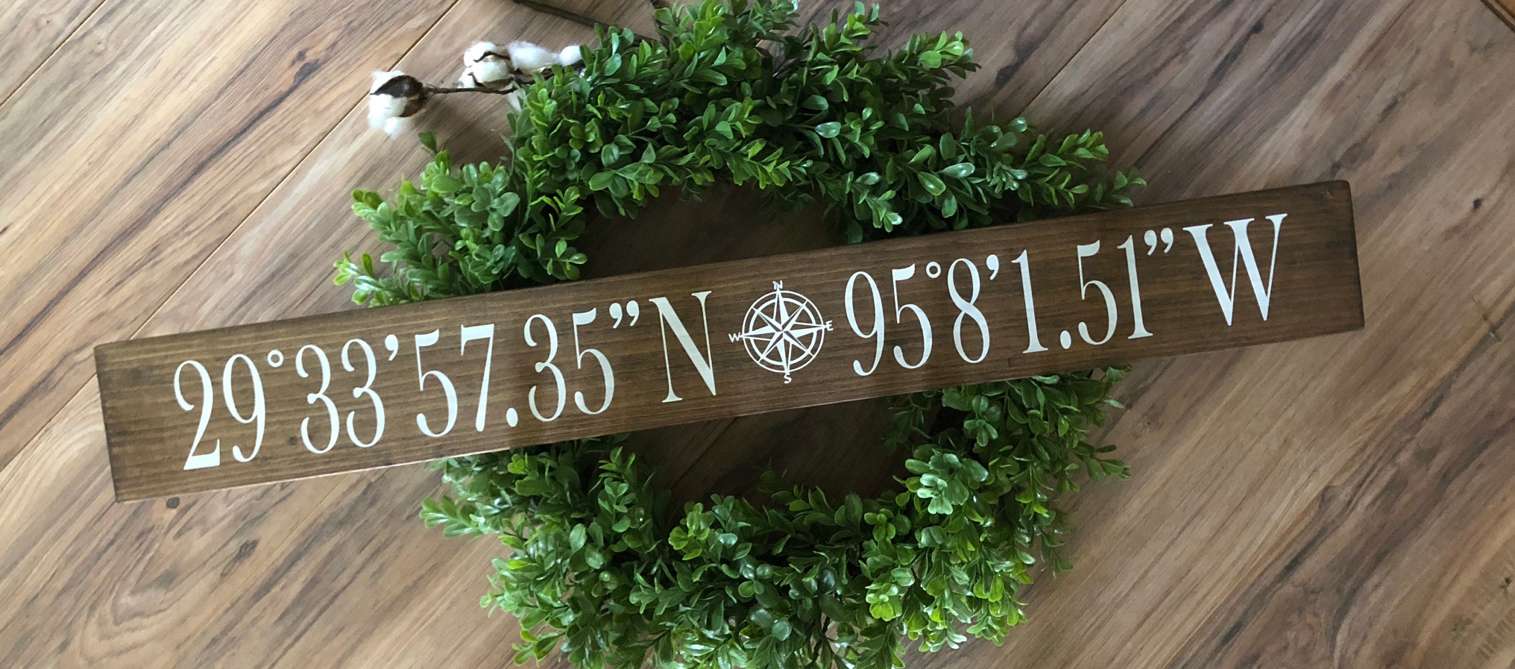 GPS Coordinates Sign With Compass - Etsy