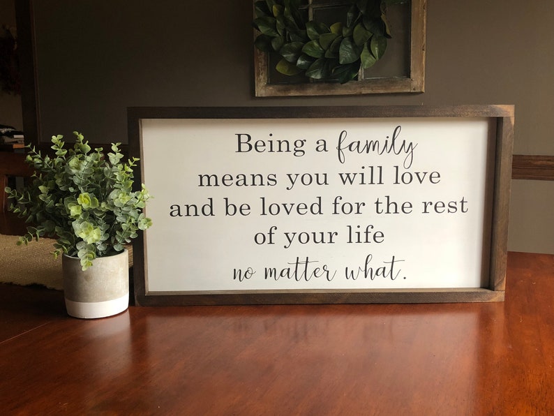 Being a family framed wooden sign | Etsy
