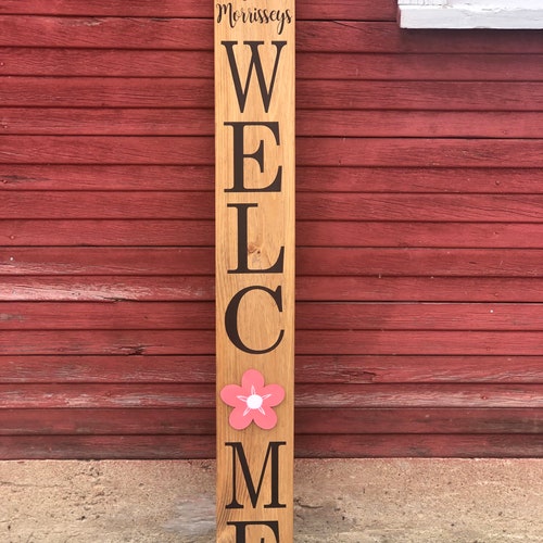 1x12x48 Dark Walnut Welcome Sign Front Porch Lady Bugs - Etsy