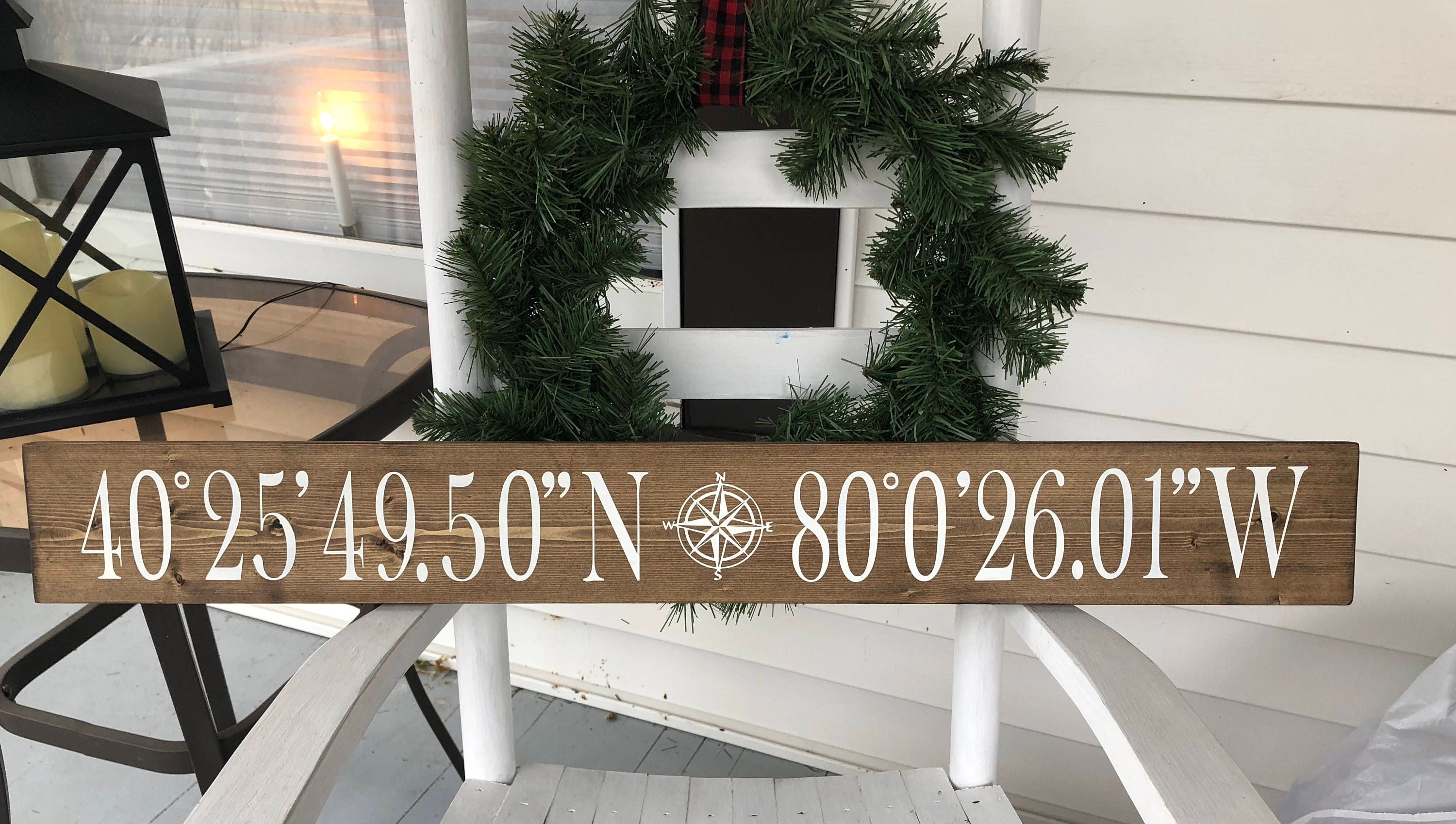 GPS Coordinates Sign With Compass - Etsy