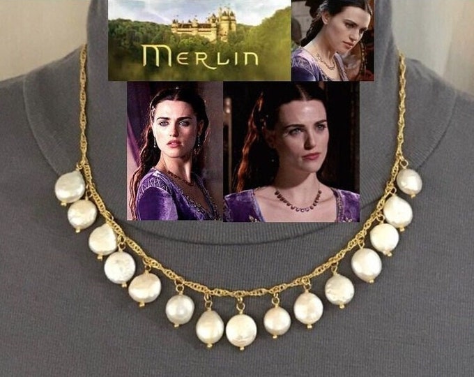 Lady Morgana Pendragon From Merlin Natural Freshwater Pearl and Gold ...