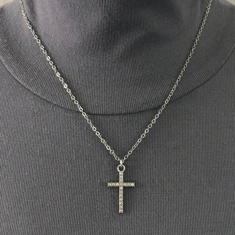 Kate Middleton Silver & Diamond Cross Necklace, Handmade Rhinestone ...