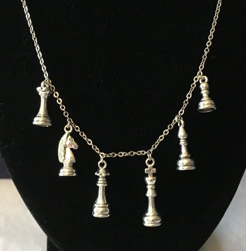Queen's Gambit Chess Master Handmade Necklace With Chess Piece Charms ...