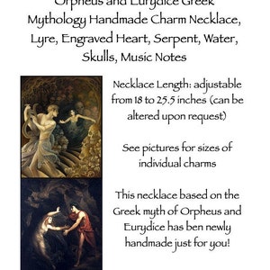 Orpheus & Eurydice Greek Mythology Handmade Necklace, Lyre, Music Notes ...
