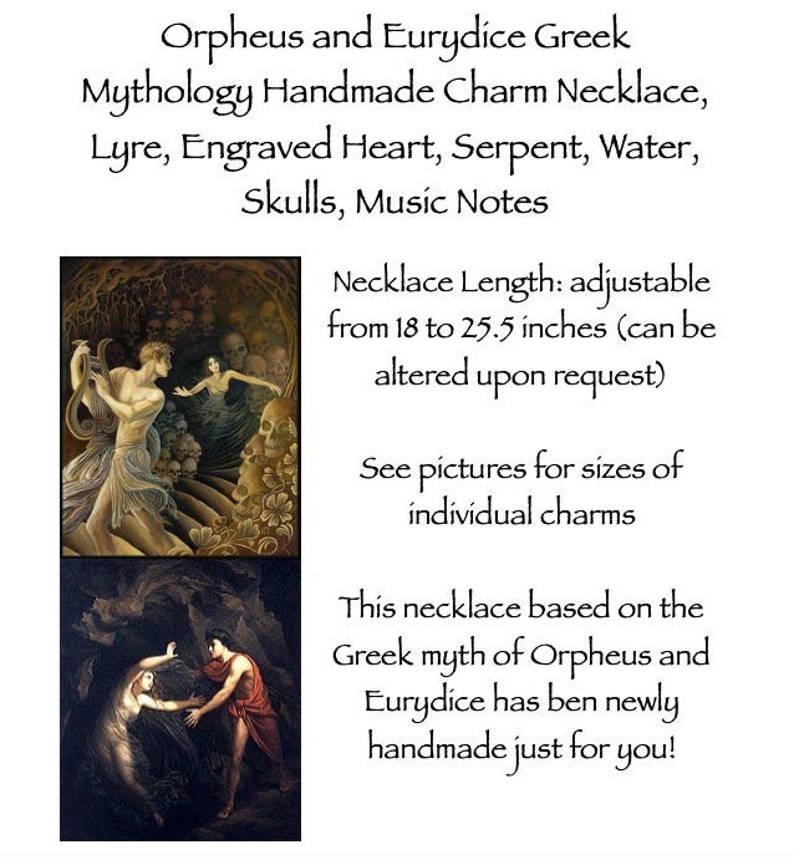 Orpheus & Eurydice Greek Mythology Handmade Necklace Lyre - Etsy