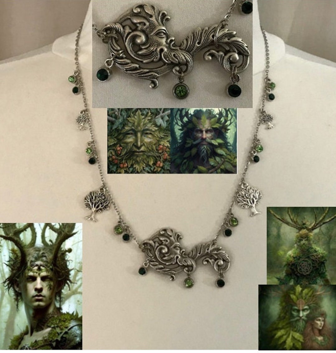 The Green Man Celtic Mythology Handmade Silver Necklace, Tree of Life ...