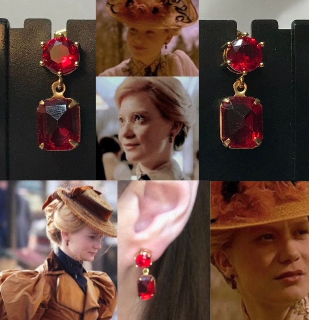 Crimson Peak Lady Edith Sharpe Gothic Ruby Earrings, Handmade Replicas ...