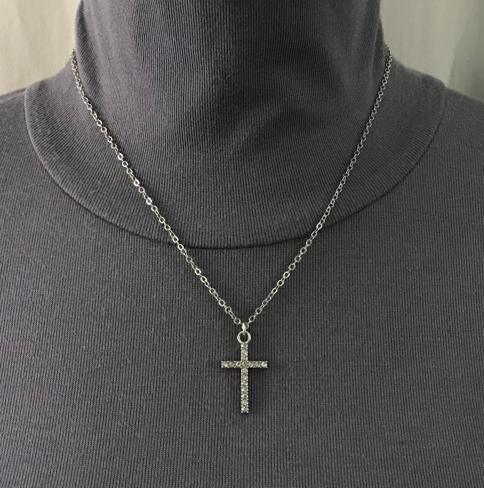 Kate Middleton Silver & Diamond Cross Necklace, Handmade Rhinestone ...