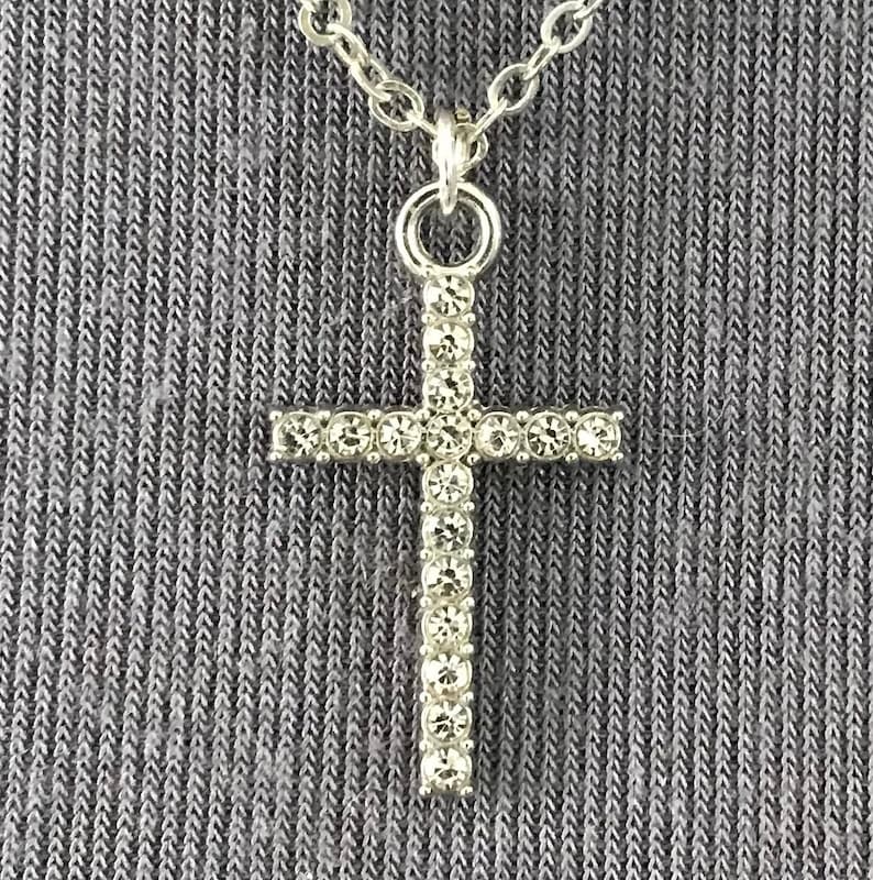 Kate Middleton Silver & Diamond Cross Necklace, Handmade Rhinestone ...