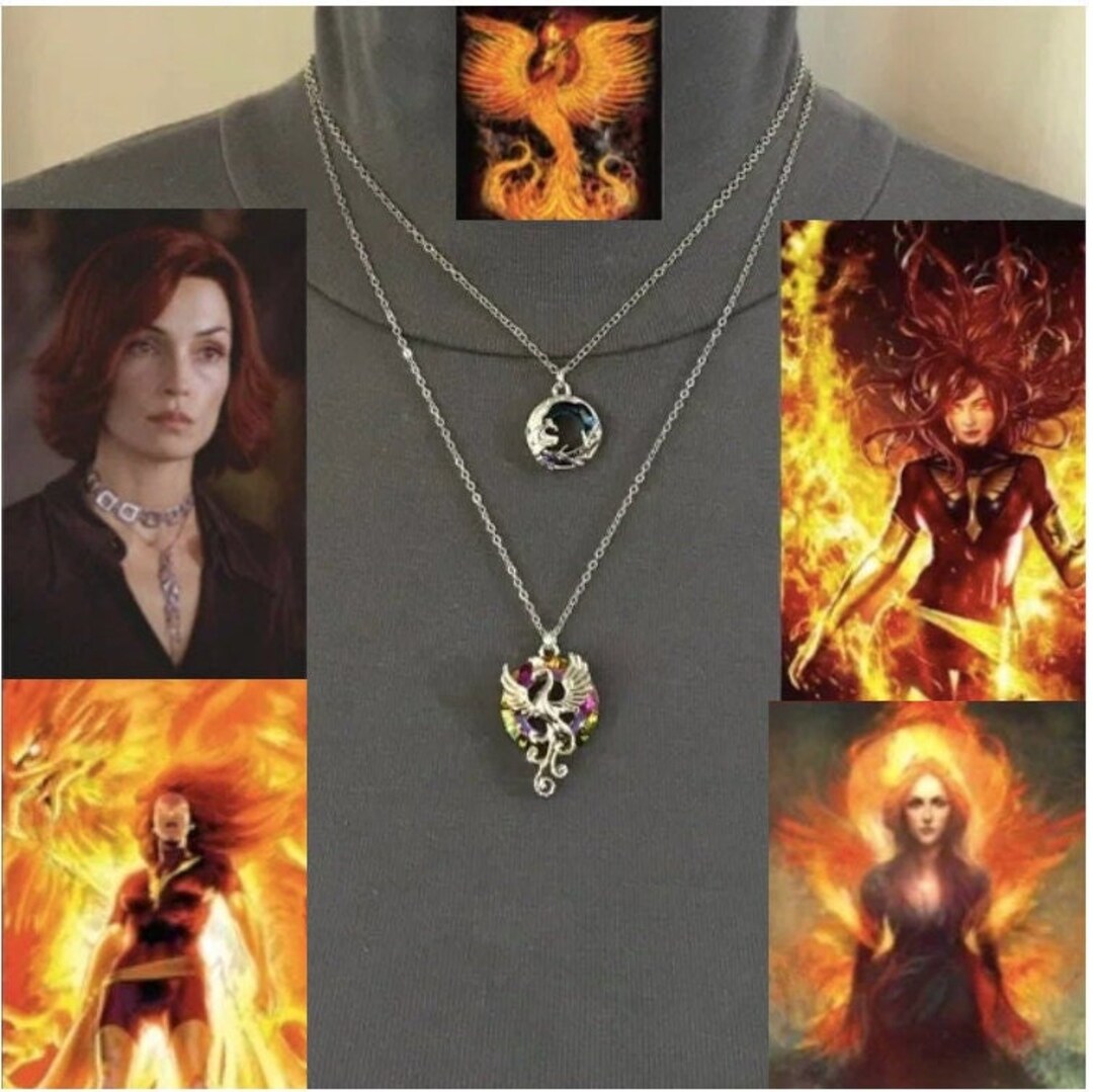 Jean Grey Rising Phoenix Silver Handmade 2-layer Mythology Necklace ...