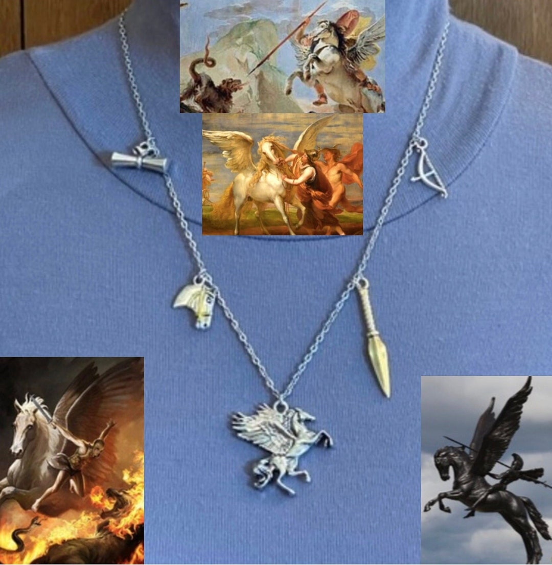 Pegasus and Bellerophon Greek Mythology Handmade Necklace, Winged Horse ...