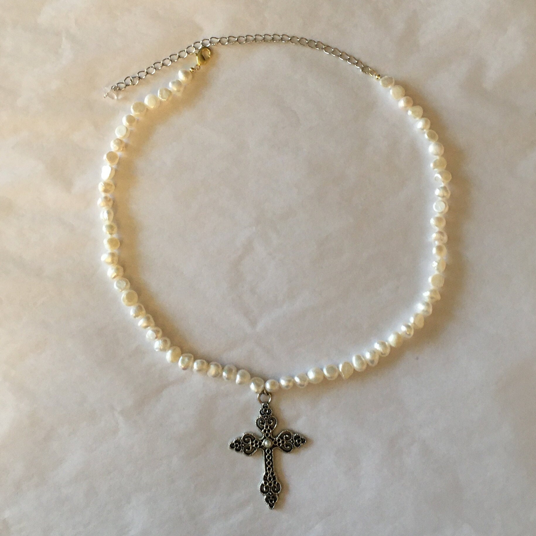 The Tudors Princess Elizabeth Renaissance Cross Real Pearl Necklace ...