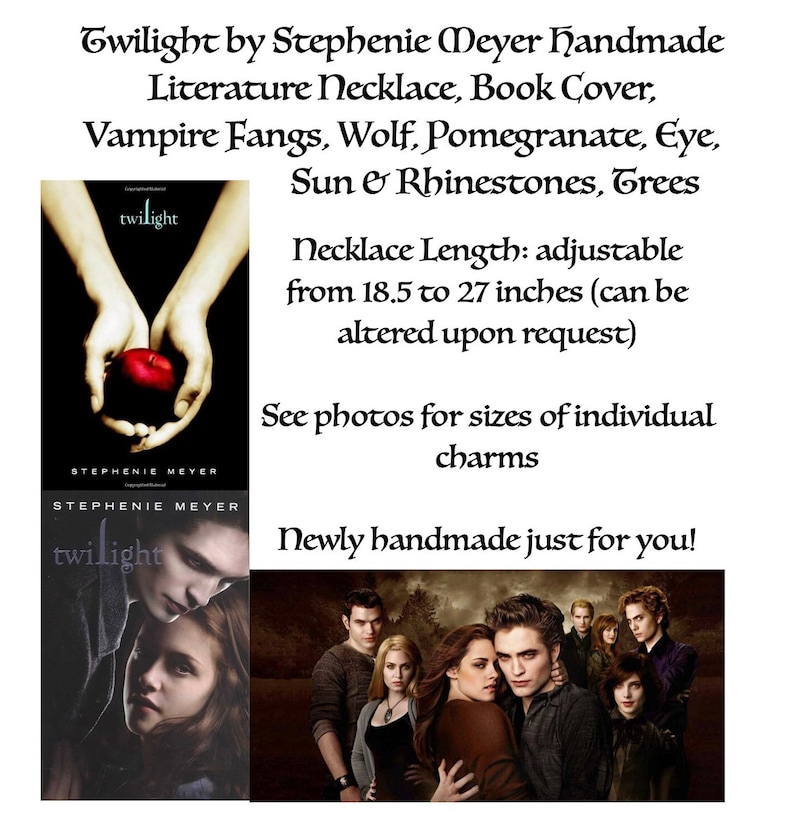 Twilight by Stephenie Meyer Handmade Literature Necklace, Book Cover ...