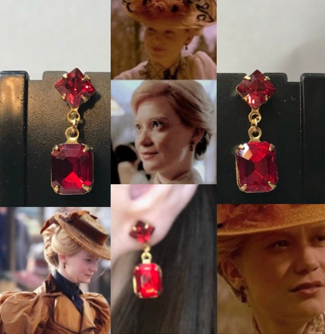 Crimson Peak Lady Edith Sharpe Gothic Ruby Earrings, Handmade Replicas ...