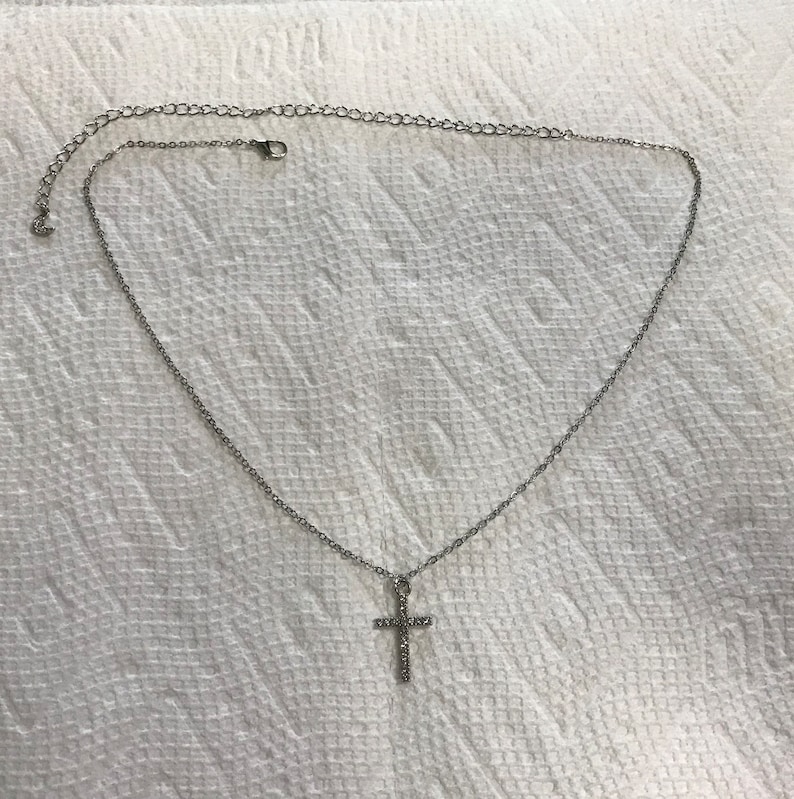 Kate Middleton Silver & Diamond Cross Necklace, Handmade Rhinestone ...