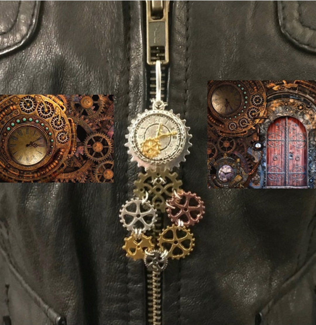 Steampunk Zipper Pull, Mixed Metal Gears & Clock, Steamer Fandom ...