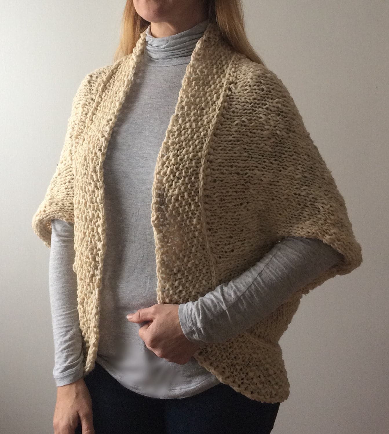 Hand-knit Wool Blanket Shrug - Women, Girls - Etsy