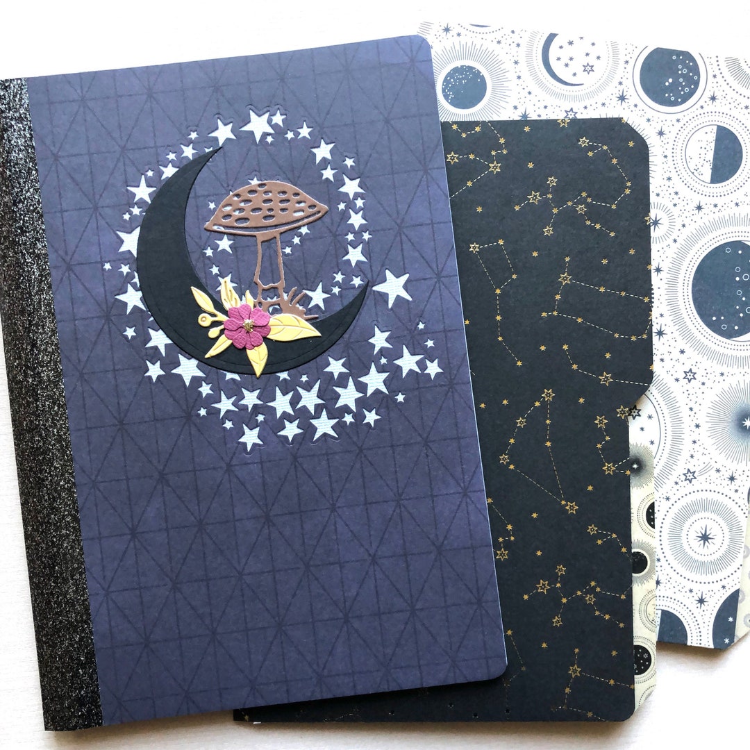 Travelers Notebook Moon Journal Cover, Moon Phase Planner, Mushroom ...
