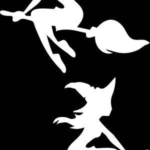 Witch Broom Riding Hag Baba Auto Car Bumper Window Vinyl Decal Sticker ...