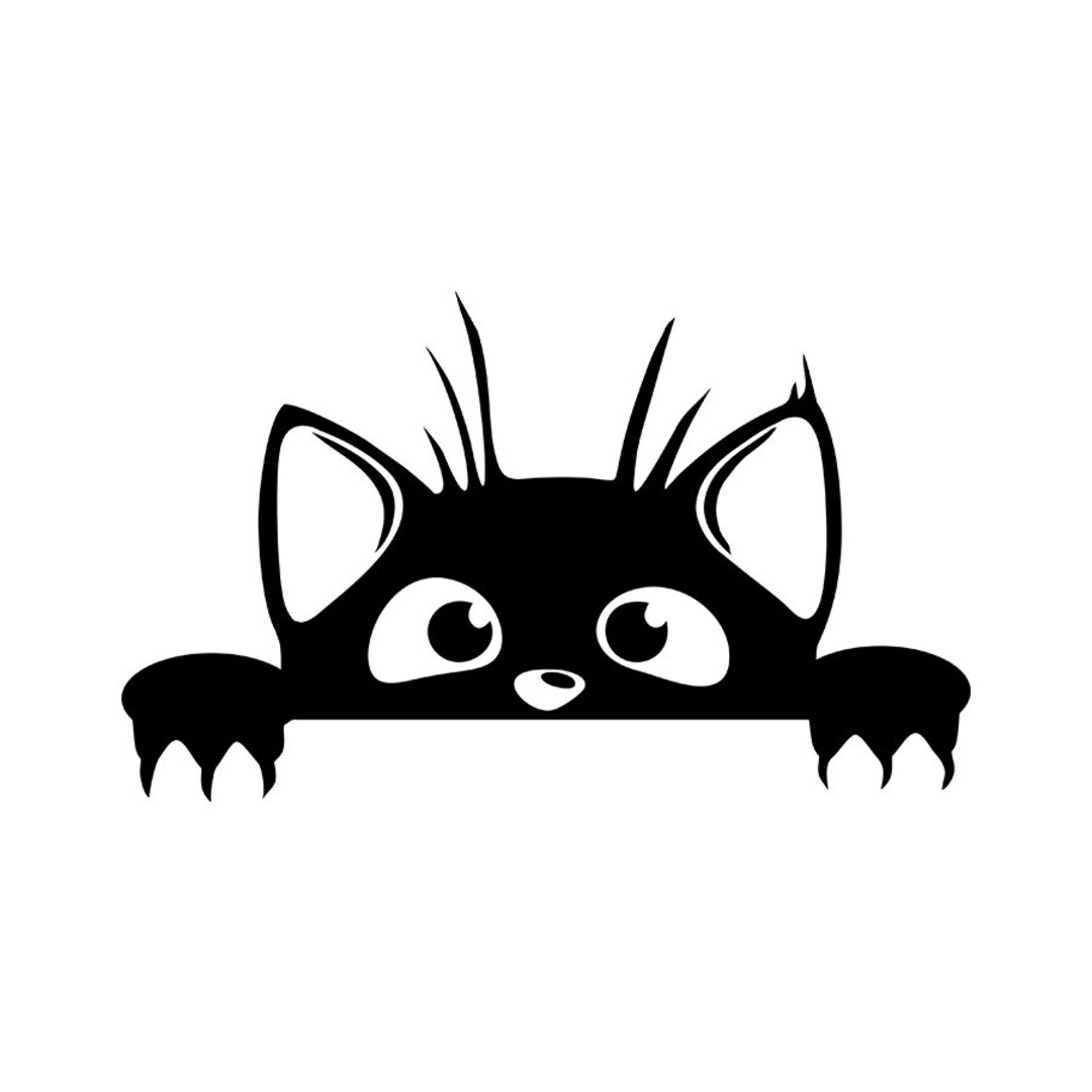 Peeping Cat Sweet Kitty Wall Art Cute Car Bumper Window Vinyl Decal ...