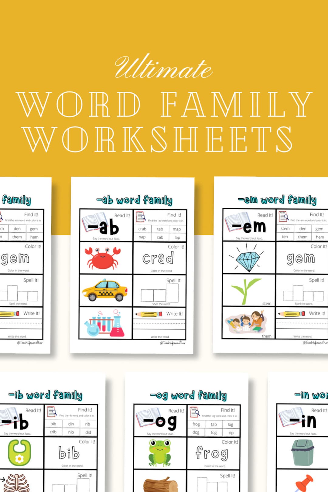 The ULTIMATE Word Family Worksheet Great for Interactive - Etsy