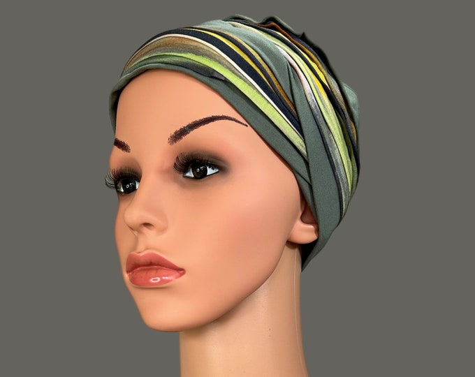 Satin Lined Turban Cap for Chemotherapy Patients, Pretied, Alopecia ...