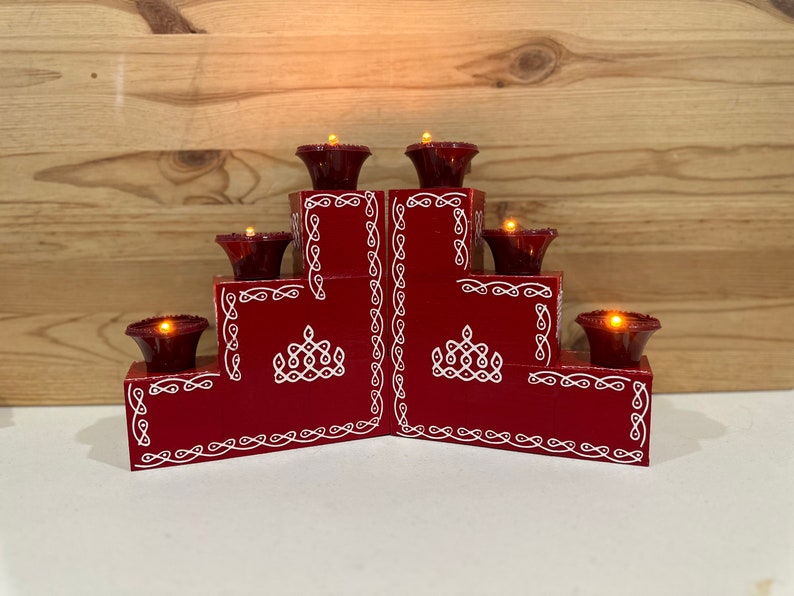 Diya Steps Stand Pair Home Decor Display Riser Kolam - Etsy