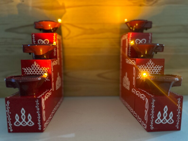Diya Steps Stand Pair Home Decor Display Riser Kolam - Etsy