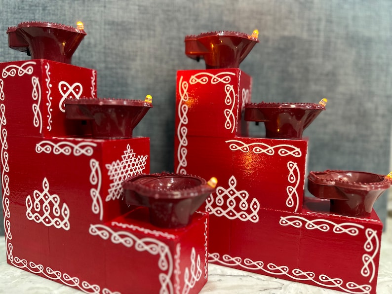 Diya Steps Stand Pair Home Decor Display Riser Kolam - Etsy