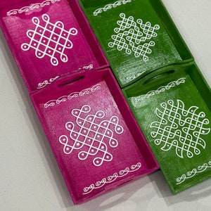 Kolam Rangoli Wooden Trays: Indian Wedding and Housewarming Favors ...