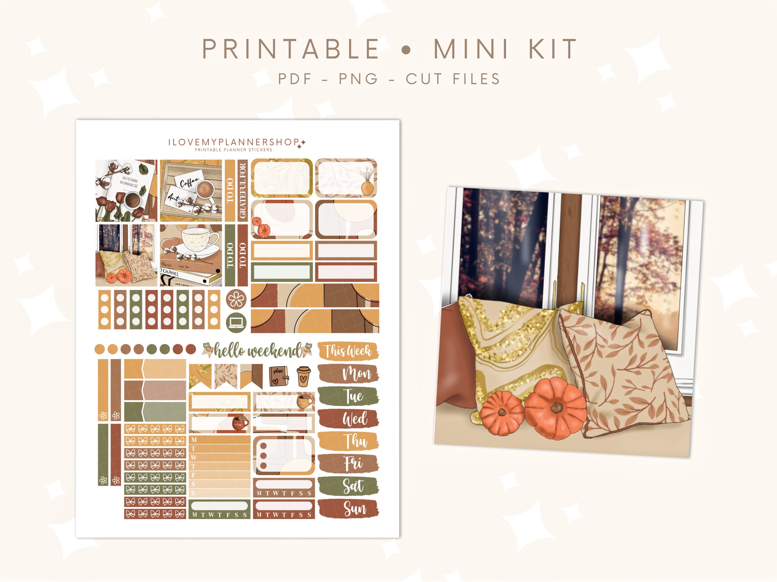 Mini Weekly Kit. Printable Planner Stickers. Fall Weekly | Etsy