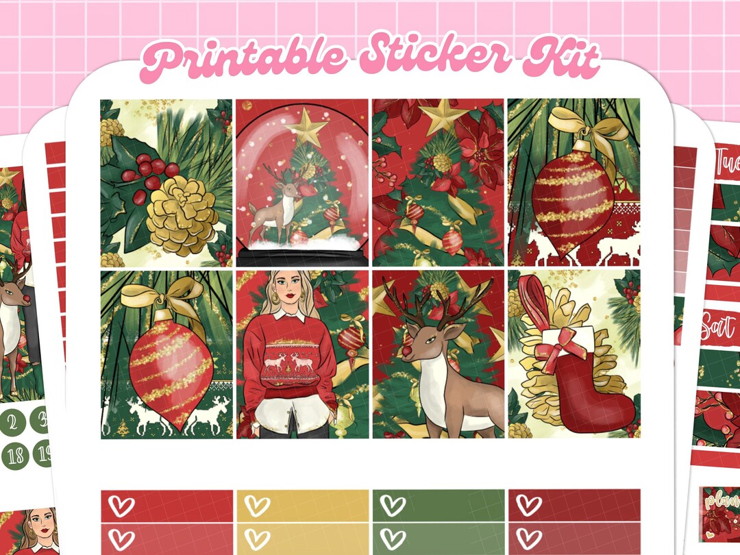 Printable Planner Stickers, Vertical Weekly Kit, Christmas Weekly ...