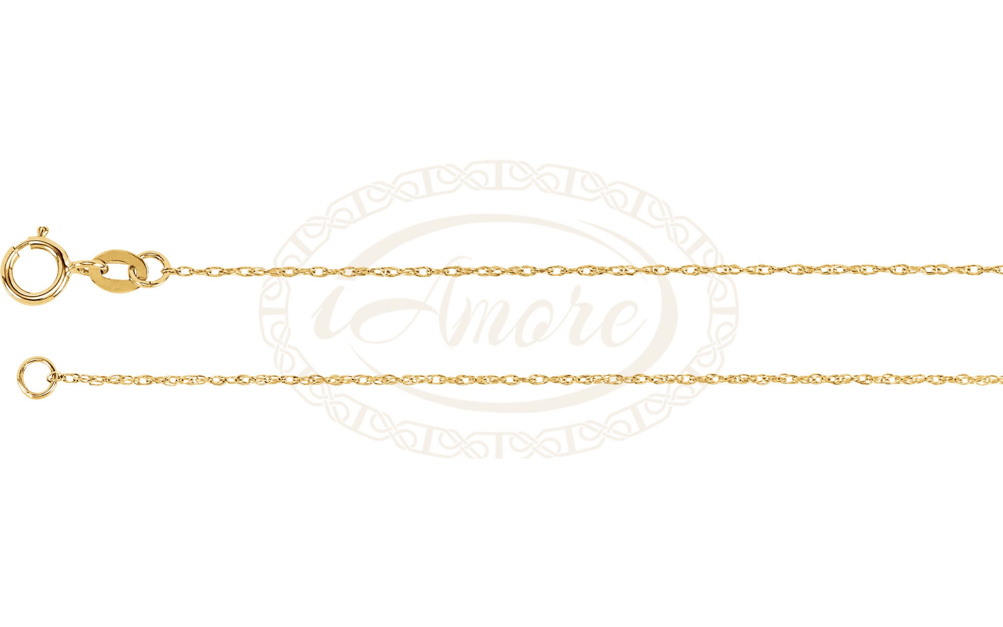Solid Gold 1mm Rope Chain With Spring Ring Bracelet or - Etsy