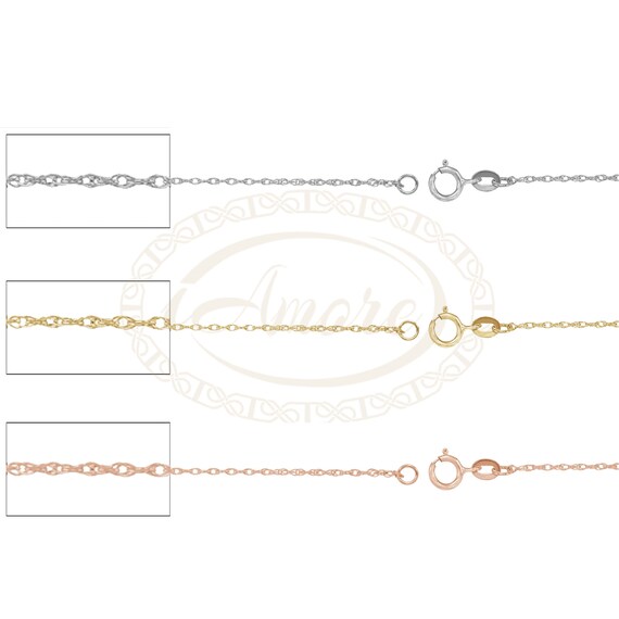 Solid Gold 1mm Rope Chain With Spring Ring Bracelet or - Etsy