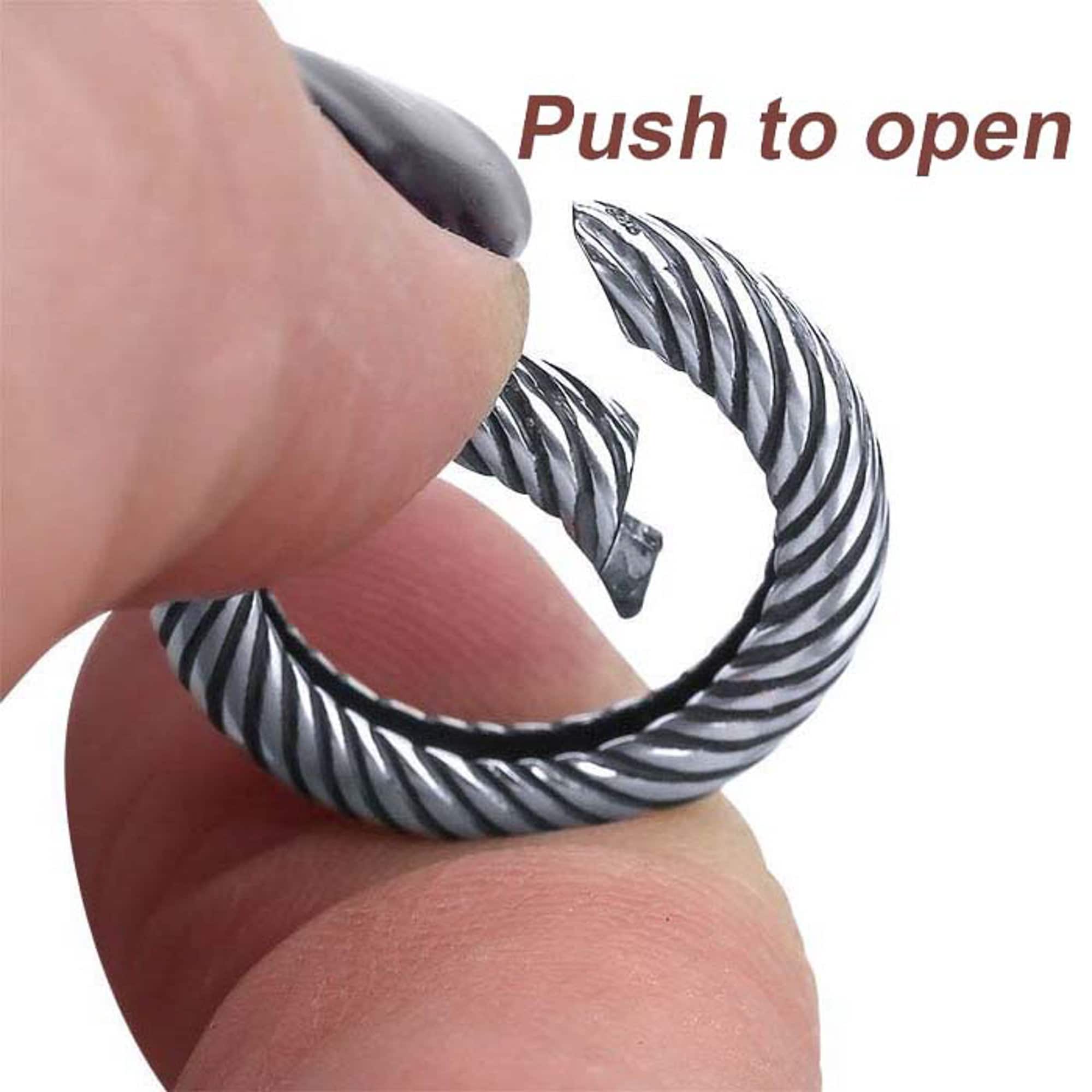925 Sterling Silver Push Clasp Hinged Charm Holder Circle Bail Round ...
