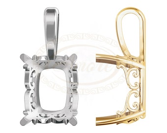 14k Gold Pendant Setting - Etsy