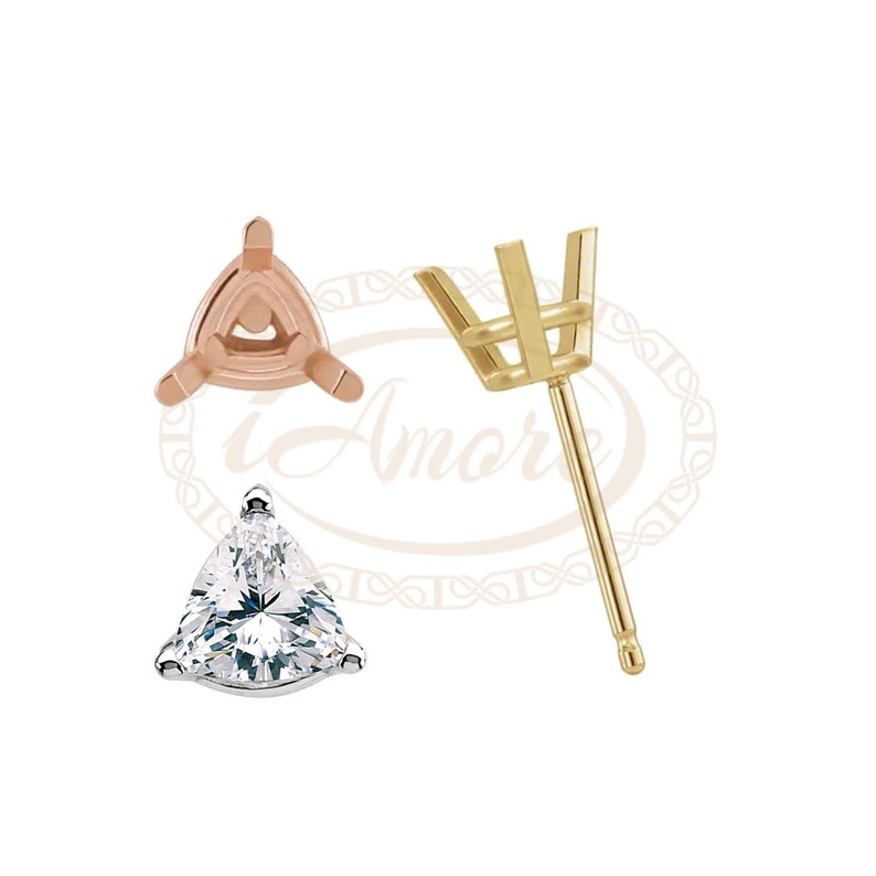 Pair Trillion 3 Prong Earring Setting Mounting | 14K 18K Platinum ...