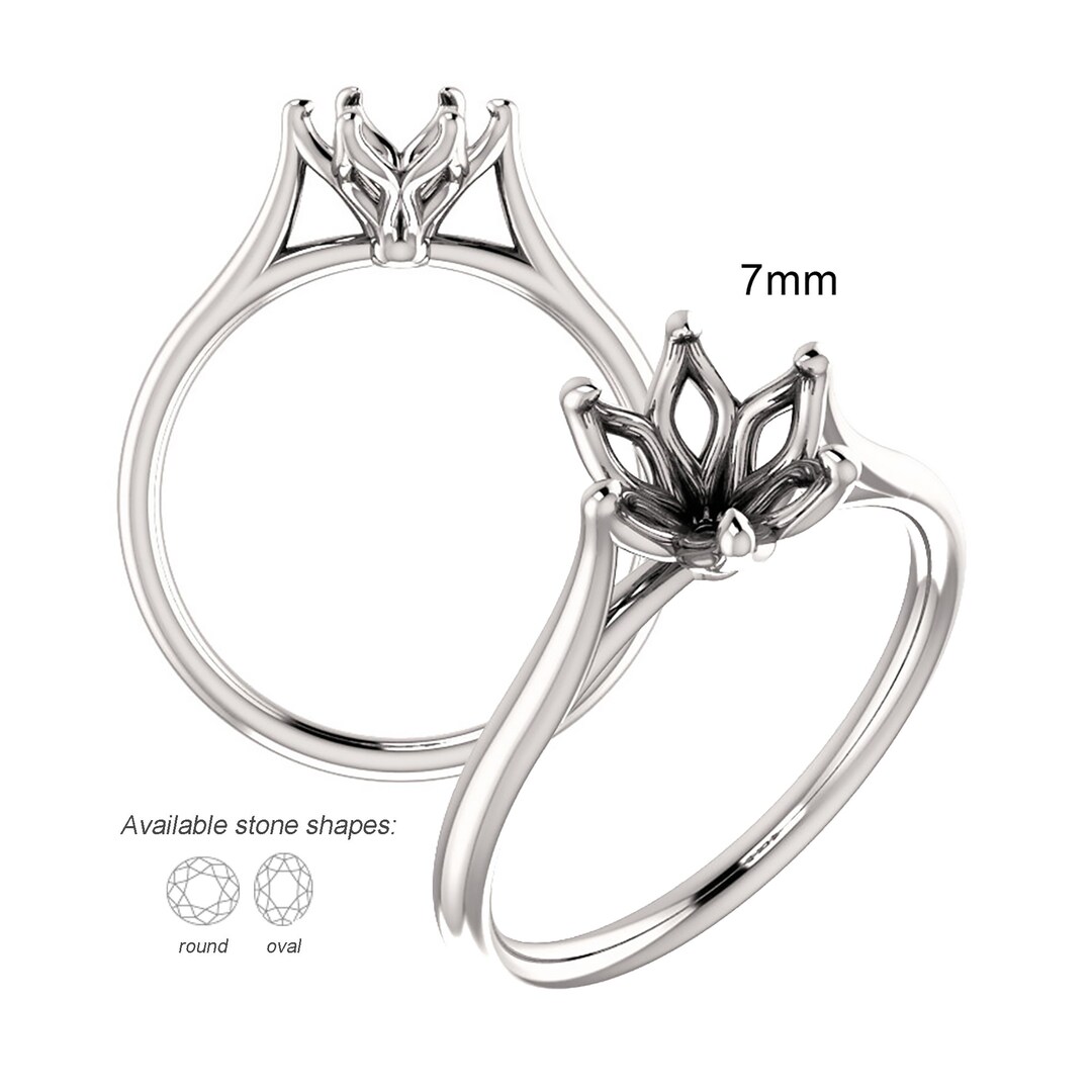 14K Gold Round Solitaire Ring Mountings: Round 14K 18K Gold 4.1-7mm ...