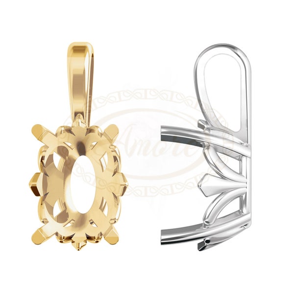 Yellow Gold Oval Pendant Mount - Etsy