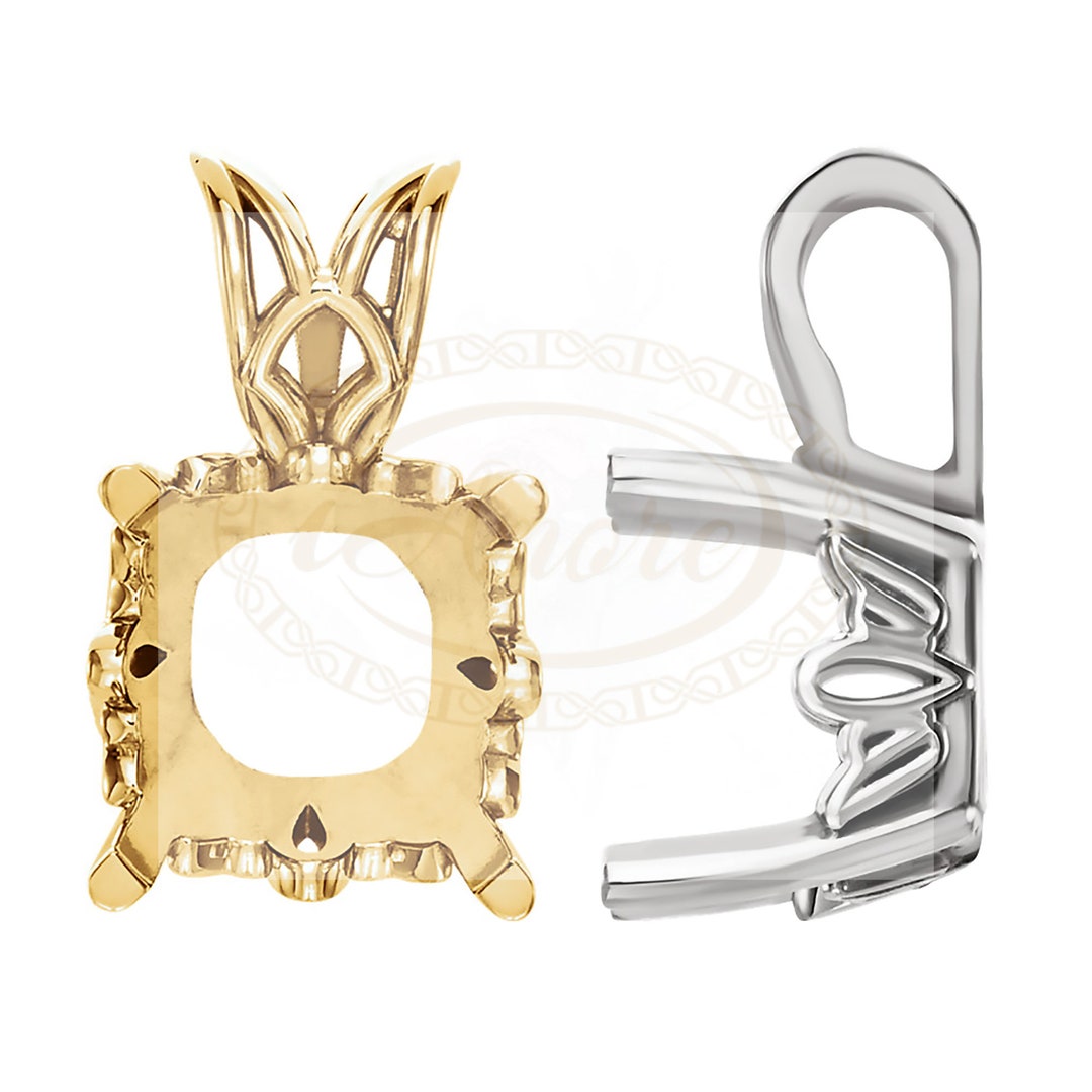 Cushion Solitaire Scroll Pendants Diamond Pendant Setting - Etsy