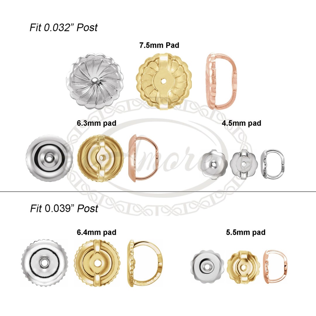 10K 14K 18K Platinum Threaded Earring Back Replacement Earring Clutch ...