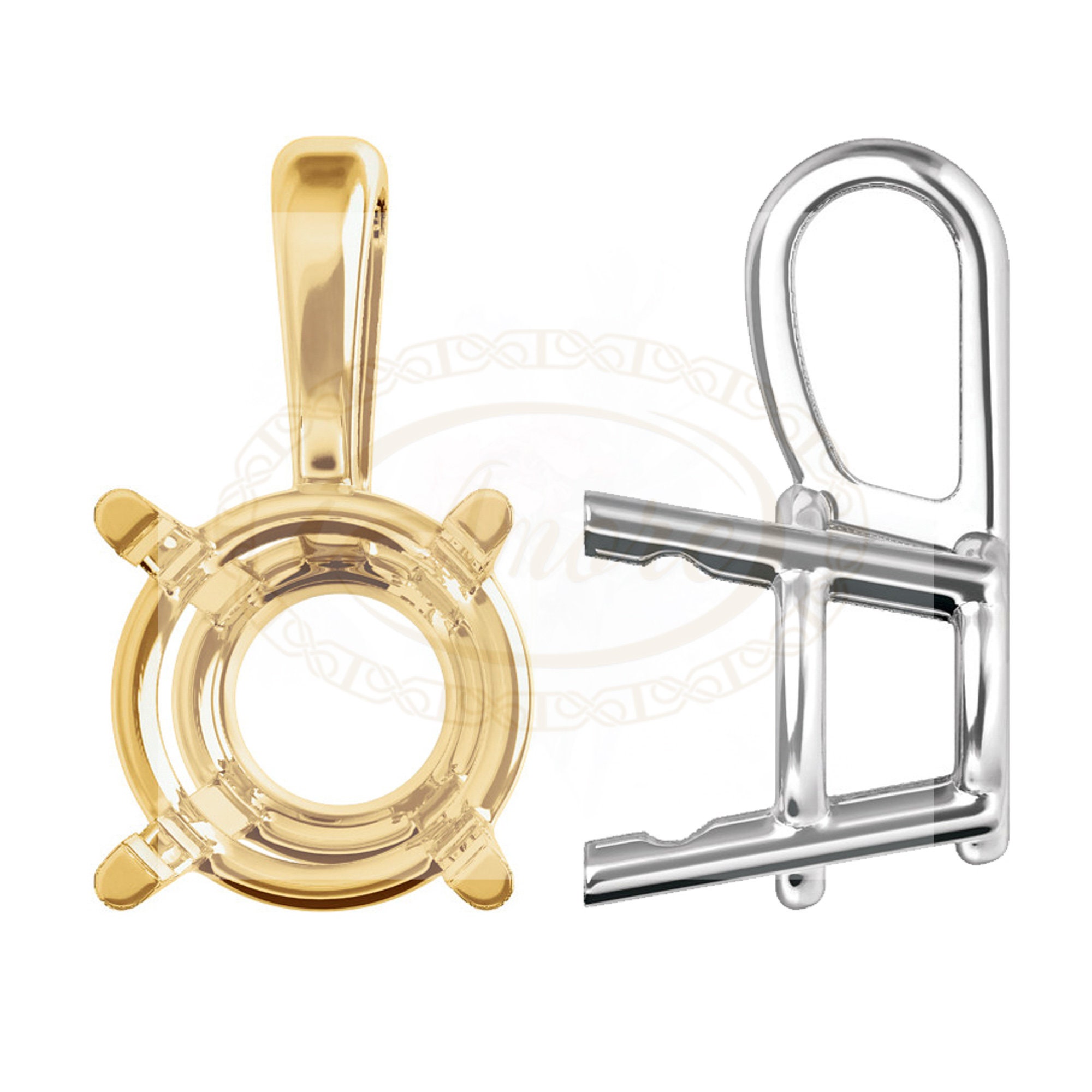 Round Solitaire Pre-notched Wire Basket Pendant Setting - Etsy